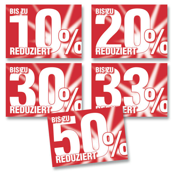 Plakatkarton Bis zu 10 % reduziert - Plakate mit Prozentzahlen Plakate ...